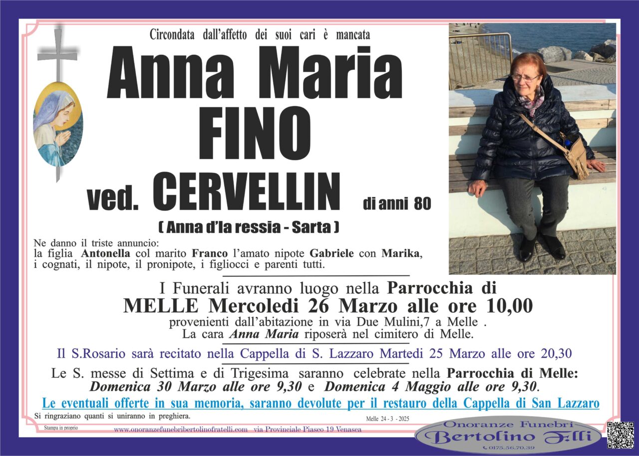 Fino Anna Maria ved. Cervellin | Bertolino Fratelli